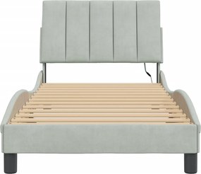 Rám postele s LED osvětlením bez matrace Hanko světle šedý 80 x 200 cm samet 3213745