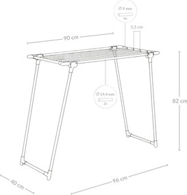 Stojací sušák na prádlo do vany, úzký 40 cm, FALLA