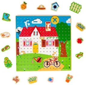 Bigjigs Toys Provlékací deska domeček / od 3 let