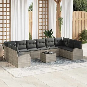 Set pohovek 11 ks Světle šedá [Syntetický]: Polyratan 3346232
