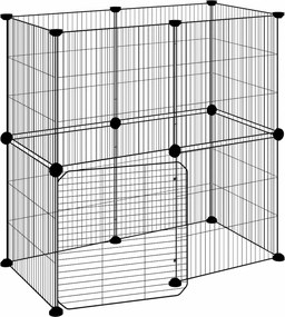 12panelová ohrádka pro zvířata s dvířky černá 70 x 35 x 70 cm ocel 3114036