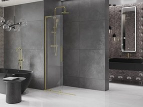 Mexen Velar L, posuvná sprchová zástěna Walk-in 110 x 200 cm, 8mm čiré sklo, zlatá matná, 871-110-003-03-55