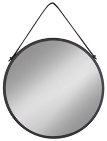 House Nordic Zrcadlo, ocel/umělá kůže, černá, ø60 cm