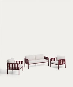 Červený/béžový hliníkový zahradní lounge set pro 4 osoby Omala – Kave Home