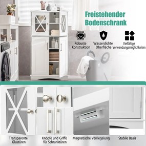 Costway WC skříňka do koupelny, na prádlo s dvířky – 60 × 30 – 60 × 30 × 108 cm