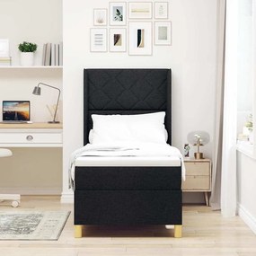 Postel s boxspringem s čelo Černá 80 x 200 cm textil 3341863