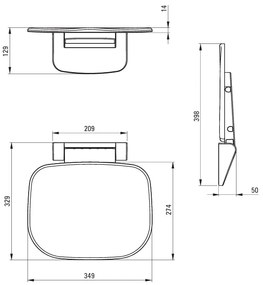 Deante Vital, nástěnná sklápěcí židle do sprchy, černá, DEA-NIV_N51B