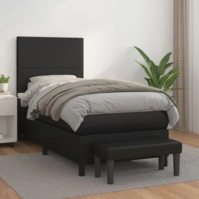 vidaXL Box spring postel s matrací 100x200 cm umělá kůže [3137528] Barva: Černá