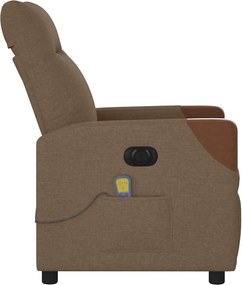 Elektrické masážní polohovací křeslo hnědé textil 3324001