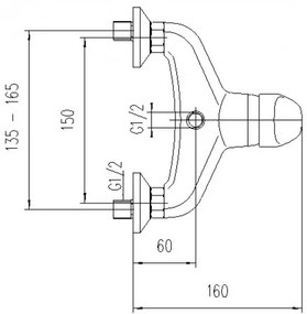 Aqualine KASIOPEA nástěnná sprchová baterie, chrom, 1107-11