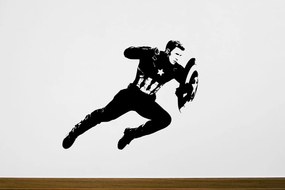 Lepy.cz Samolepka na zeď Captain America ve skoku Velikost (šířka x výška): 55x42cm, Barevná varianta: Bílá