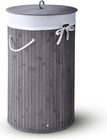 Juskys Kulatý bambusový koš na prádlo Curly-Round 55 l Barva: šedá