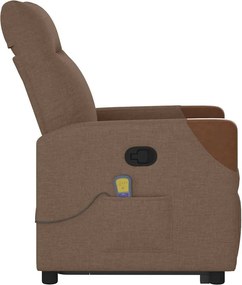 Zvedací masážní polohovací křeslo hnědé textil 3324017