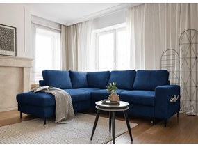 Tmavě modrá manšestrová rozkládací rohová pohovka (levý roh) Lofty Lilly – Miuform