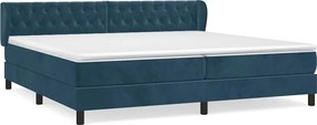 Box spring postel s matrací tmavě modrá 200x200 cm samet 3127695