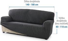 Super strečové potahy NIAGARA antracitová dvojkřeslo (š. 140  - 180 cm)