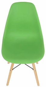 Jídelní židle CINKLA 3, plast zelený, podnož buk, kov černý