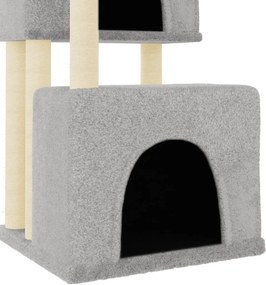 Škrabadlo pro kočky se sisalovými sloupky světle šedé 122 cm 172053