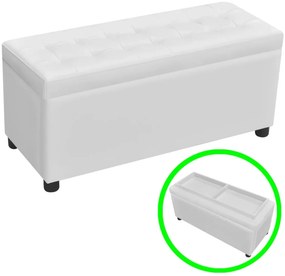 Taburet s úložným prostorem, umělá kůže, bílý 242406