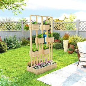 Outsunny dřevěný vyvýšený truhlík s mřížkou, 90 × 45 × 170 cm — pro popínavé rostliny, balkon a terasu