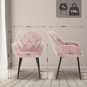 Sada 4 ks židle Tanna samet – růžová