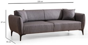 Hanah Home Třímístná pohovka BELISSIMO šedá 220 cm 560ARE1359