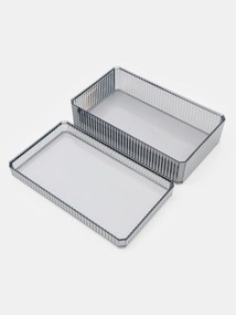 Sinsay - Drážkovaný úložný box s víkem - šedá