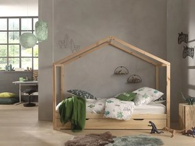 Designová domečková postel Dallas se šuplíkem z masivu borovice přírodní 170cm 90x200cm