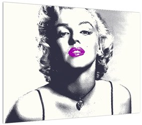 Obraz Marilyn Monroe s fialovými rty (70x50 cm)
