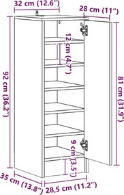 vidaXL Botník 32 x 35 x 92 cm dřevotříska [808975] Barva: dub sonoma