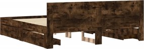 Rám postele s čelem kouřový dub 180 x 200 cm kompozitní dřevo 3295545