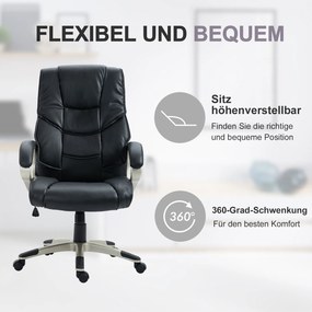 Kancelářská židle HOMCOM výškově nastavitelná 114-124H cm, s funkcí houpání, ergonomická kancelářská židle