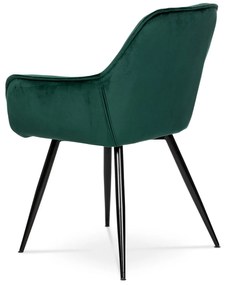 AUTRONIC Jídelní židle, potah zelená sametová látka, kovová 4nohá podnož, černý lak