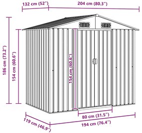 vidaXL Marketos Zahradní domek na nářadí zelený kovový 204x132x186 cm