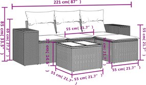 5dílná zahradní sedací souprava s poduškami černá polyratan 3254813