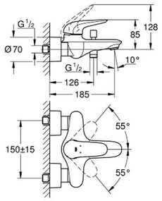 Grohe Eurostyle - páková vanová baterie, chrom 23726003