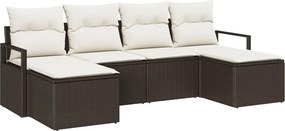Set pohovek 6 ks Hnědá a krémová polyratan 3355157