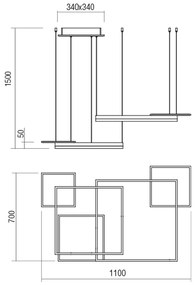 Redo 01-2616 závěsné LED svítidlo stmívatelné Sigua pískově kávové, 137W, 3000K, 110cm