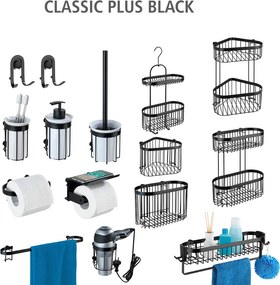 Držák papíru s polici Classic Plus, barva černá, WENKO