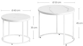 Sada 2 konferenčních stolků OSKAR mramor bílé nohy