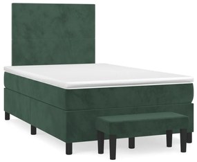 Box spring postel s matrací tmavě zelená 120x190 cm samet