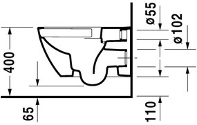 Duravit Happy D.2 - Závěsné WC, rimless, 365 x 540 mm, bílé 2222090000