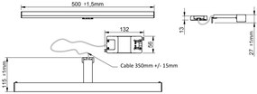 Sapho ALBA 4 LED svítidlo, 500x30x120 mm, 6 W, 230 V, chrom - 25868CI