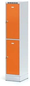 Alfa 3 Šatní skříňka na soklu s úložnými boxy, 2 boxy, oranžové dveře, otočný zámek