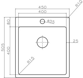 Nerezový dřez Sinks BLOCKER 450 V 1mm kartáčovaný