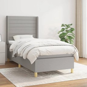 Box spring postel s matrací světle šedá 90x190 cm textil 3132033