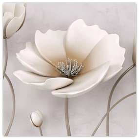 Obraz bílých květin (30x30 cm)