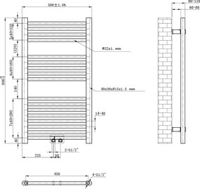 BPS-koupelny Koupelnový radiátor HYD-COR-WH-2 50x90 cm, bílý