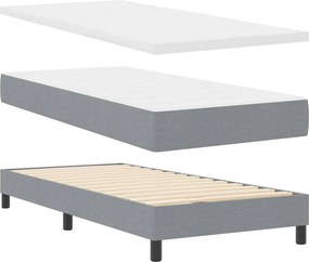 Postel s boxspringem s čelo Světle šedá 90 x 190 cm textil 3339996