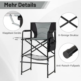 Costway Camping Chair Skládací vysoká skládací židle s bočním stolkem